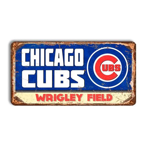Chicago Cubs Metal Sign Chicago Cubs Wrigley Field Stadium Sign