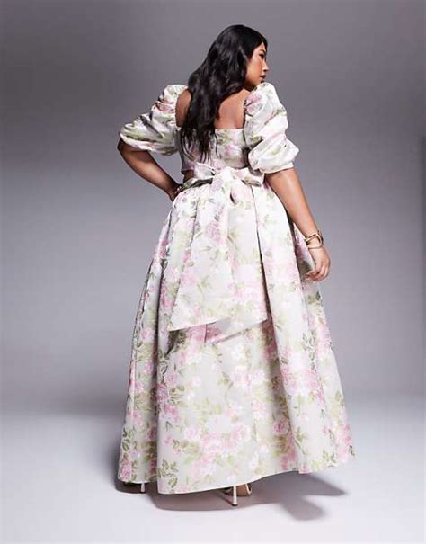 Asos Luxe Curve Co Ord Jacquard Maxi Skirt With Bow Back In Tulip