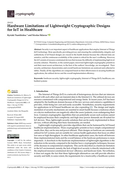 Pdf Hardware Limitations Of Lightweight Cryptographic Designs For Iot