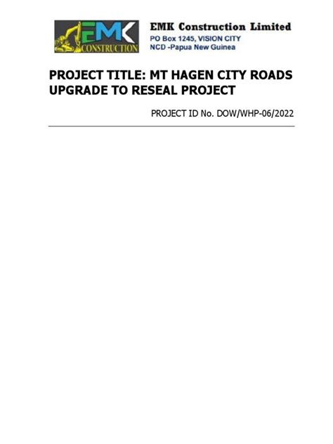 progress report summary mt hagen city roads pdf