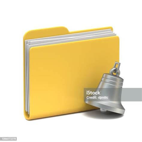 노란색 폴더 아이콘 알림 실버 벨 3d 3차원 형태에 대한 스톡 사진 및 기타 이미지 3차원 형태 It 지원 개념 Istock