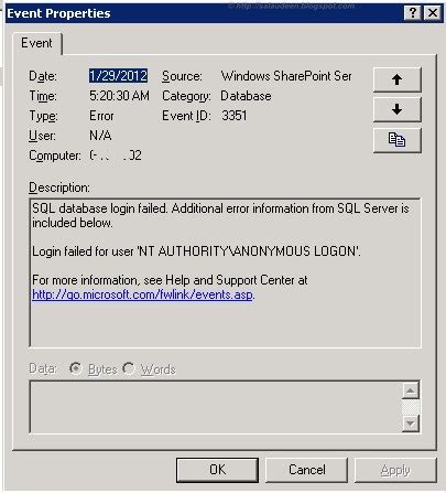 Event ID SQL Database Login Failed Login Failed For User NT AUTHORITY ANONYMOUS LOGON