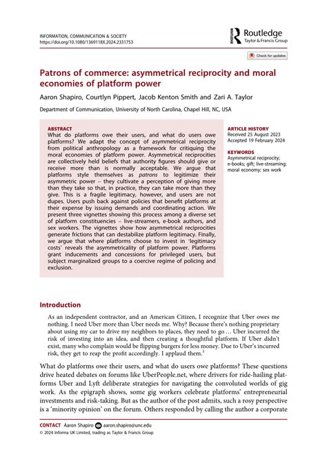 Pdf Patrons Of Commerce Asymmetrical Reciprocity And Moral Economies