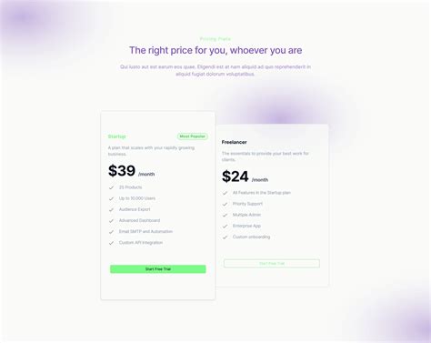 Pricing Sections Official NinjaBootstrap UI Components