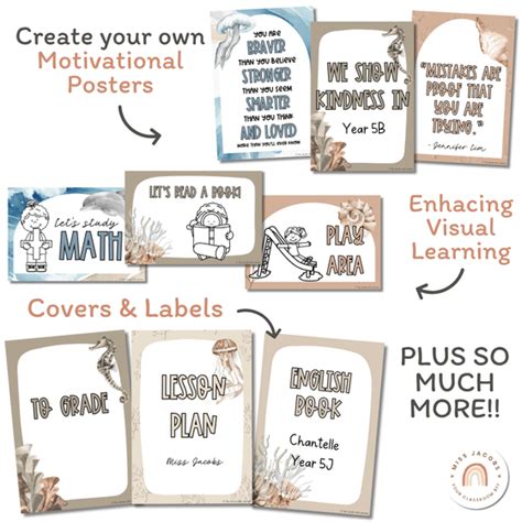 Modern Ocean Editable Classroom Posters Miss Jacobs Little Learners