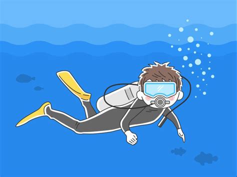 スキューバダイビングをする男性の無料イラスト イラストセンター