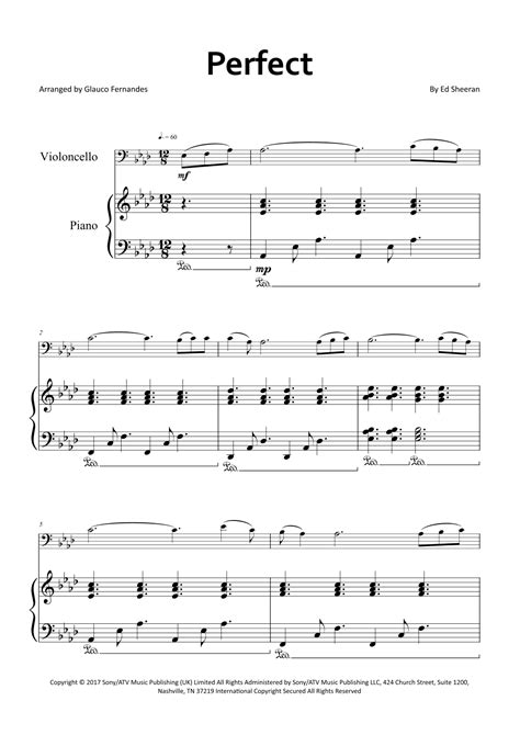Perfect Arr Glauco Fernandes By Ed Sheeran Sheet Music For Cello And