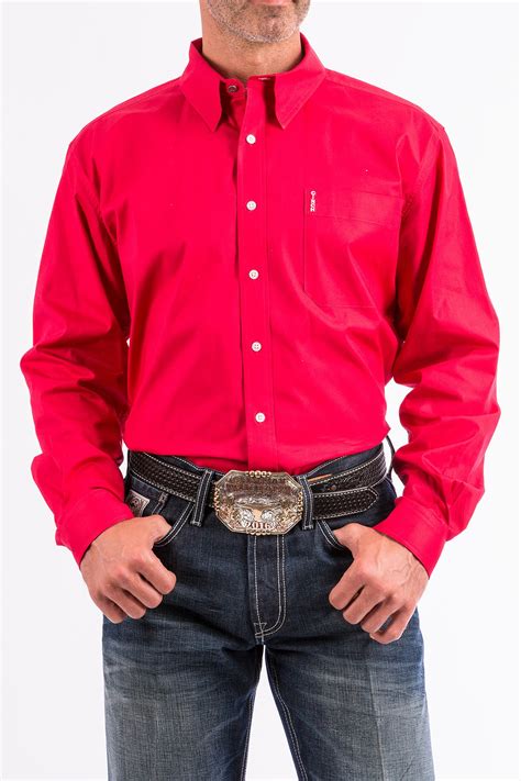 Cinch Jeans Mens Pink Stretch Modern Fit Button Down Shirt