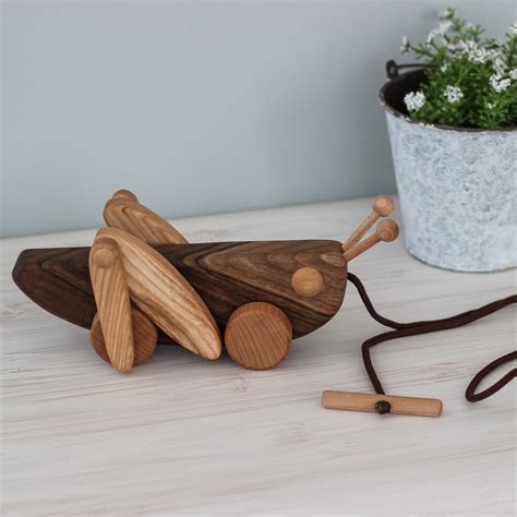 Wooden Pull Along Grasshopper Eco Wooden Toys Pull Along Toys