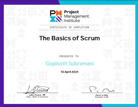 Gopinath Subramani Mba On Linkedin Justcompleted Pmi Scrum