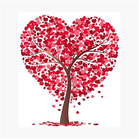 Lámina Fotográfica Árbol árbol De Corazón Ilustración De árbol De