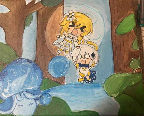 Lumine Paimon Painting Genshin Impact Amino