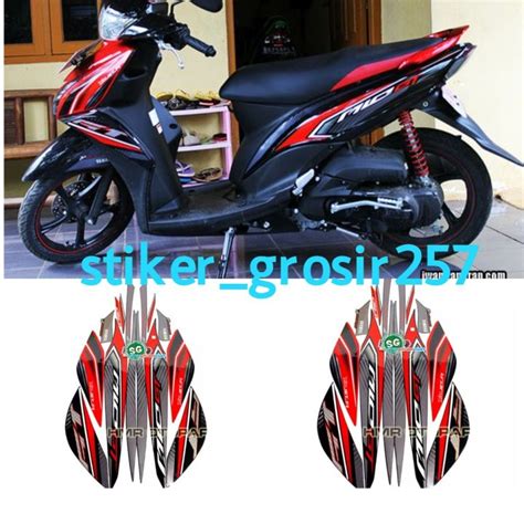 STIKER STRIPING LIS BODY YAMAHA MIO GT 2013 2014 HITAM MERAH STANDAR