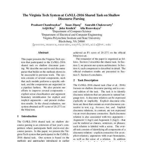 the virginia tech system at conll 2016 shared task on shallow discourse