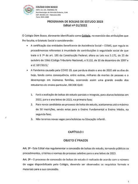 Edital De Bolsas De Estudo 2023 Pdf