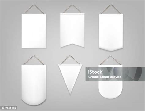 흰색 페넌트 템플릿 세트 벡터다른 양식 투명 한 배경에 격리 된 그림입니다 0명에 대한 스톡 벡터 아트 및 기타 이미지 0명 개체 그룹 공란 Istock