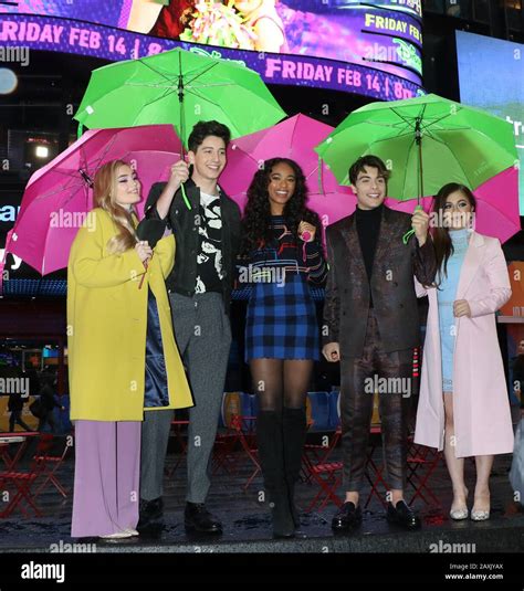 NEW YORK NY February 11 Meg Donnelly Milo Manheim Chandler Kinney Pearce Joza And Baby