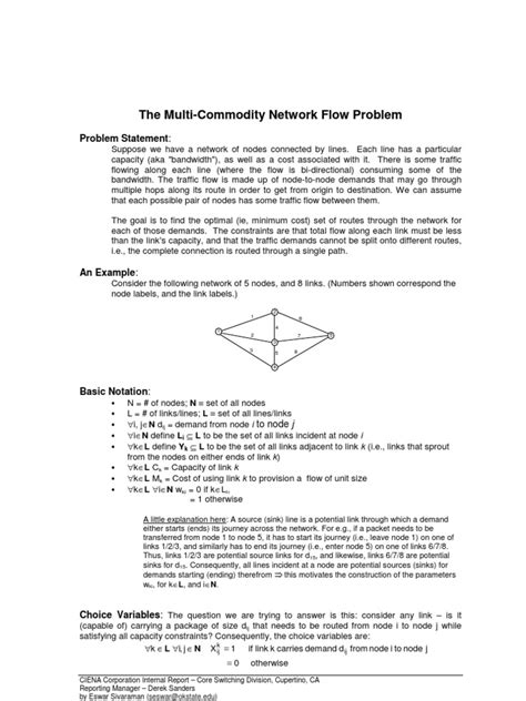 The Multi Commodity Network Flow Problem Pdf Mathematical Concepts Applied Mathematics