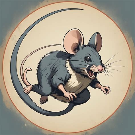 A Drawing Of A Mouse With A Curved Tail Premium Ai Generated Image