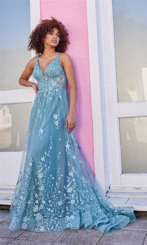 Ellie Wilde Long Glitter A Line Prom Dress Promgirl