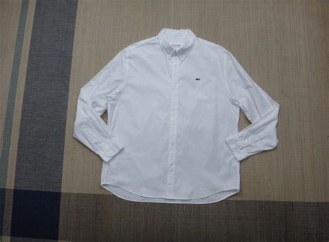 2xl 라코스테 솔리드 면스판 긴팔 셔츠 헬로마켓