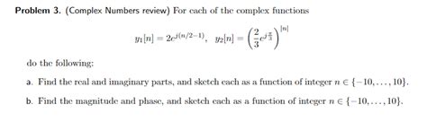solved problem 3 complex numbers review for each of the