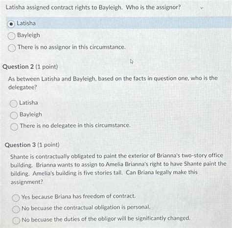 Solved Latisha Assigned Contract Rights To Bayleigh Who Is