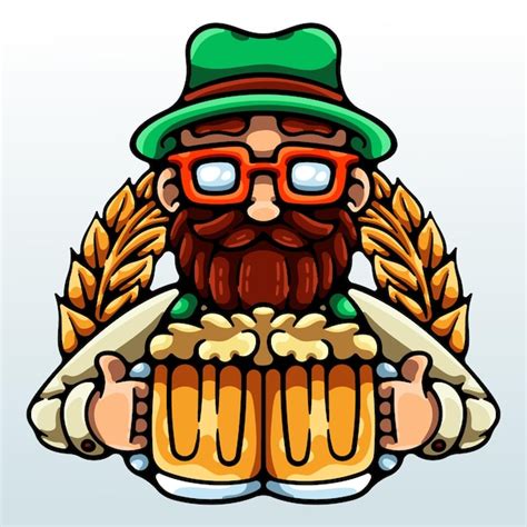 Premium Vector Bearded Man With Beer Illustration