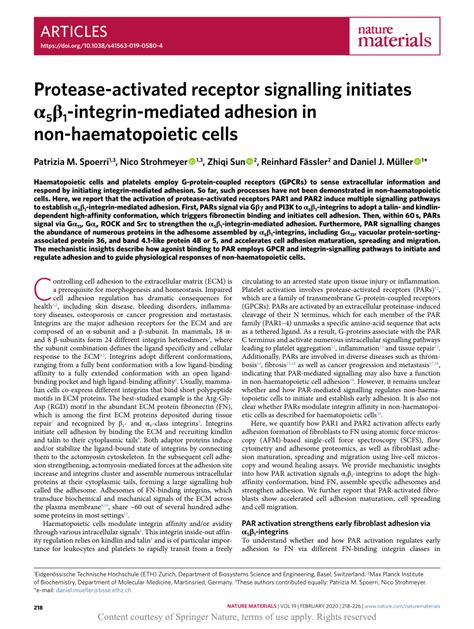 Protease Activated Receptor Signalling Initiates α5β1 Integrin Mediated Adhesion In Non