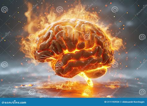Burning Human Brain On Fire With Flames Stock Photo Image Of Health Steam