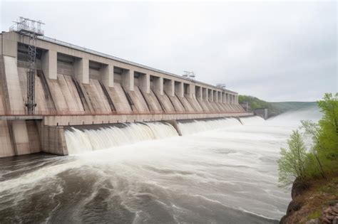 Le Barrage De La Centrale Hydroélectrique Par Temps Nuageux Barrage