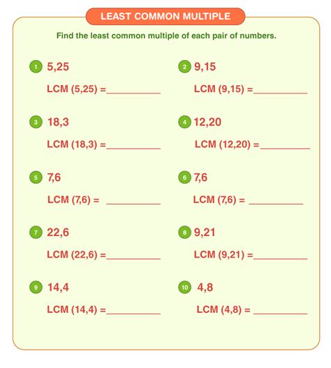 FREEBIE Least Common Multiple LCM Worksheets By Eli Burger