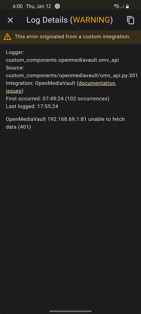 Integration Stopped Working Today · Issue 95 · Tomaaehomeassistant Openmediavault · Github