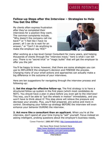 Follow-up Steps after the Interview – Strategies to Help You Get the Offer | PDF