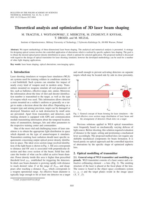 Pdf Theoretical Analysis And Optimization Of 3d Laser Beam Shaping