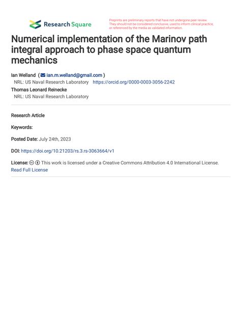 Pdf Numerical Implementation Of The Marinov Path Integral Approach To Phase Space Quantum