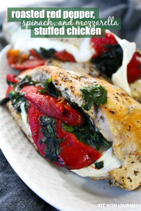 Roasted Red Pepper Spinach And Mozzarella Stuffed Chicken Breast