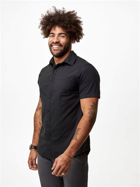 Black Short Sleeve Stretch Button Up Fresh Clean Threads