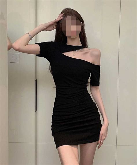 두웰 섹시 하프 오프숄더 파티룩 반팔 미니 원피스 A191 953