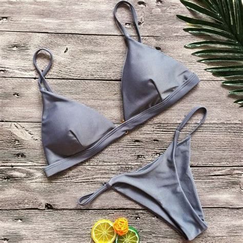 Fashion 2019 Sexy Solid Top Thong Micro Bikini Women Swimsuit Brazilian