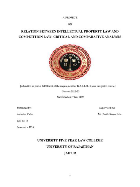 Competition Law Pdf Intellectual Property Competition Law