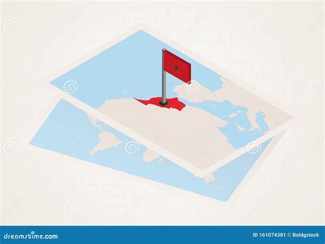 Marruecos Seleccionado En El Mapa Con Bandera 3d De Marruecos