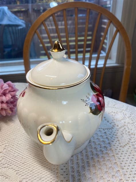 Vintage Sadler Pink Roses Teapot Mid Century Teapot Etsy