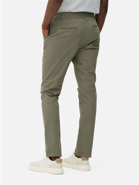 Strečové Slim Kalhoty Chino Světle Zelená Pánské Primark