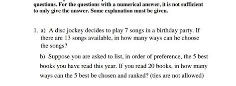 Solved Questions For The Questions With A Numerical Answer