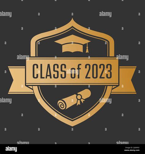 Class Of 2023 The Graduate S Emblem With A Cap And A Scroll Vector