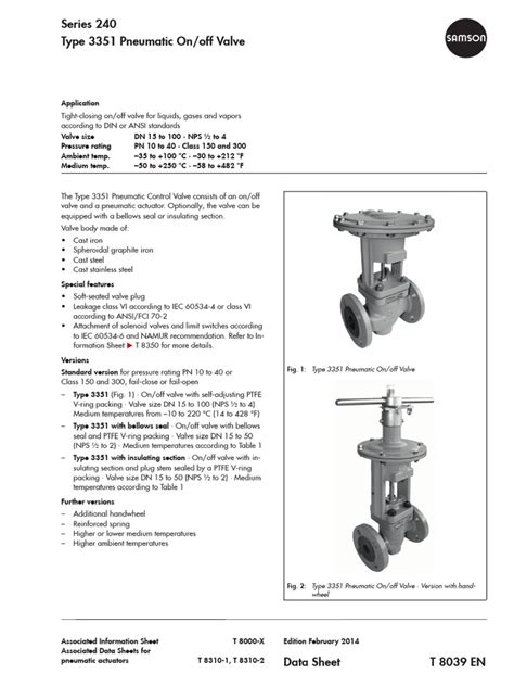 Pneumatic On Off Valve Datasheet Pdf Valve Pressure