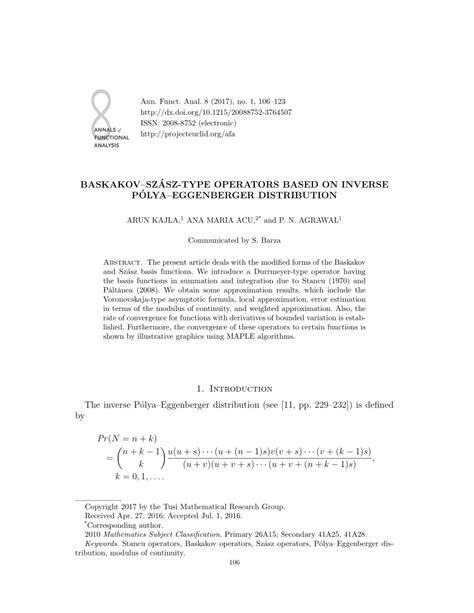 Pdf Baskakov Szasz Type Operators Based On Inverse Polya Eggenberger