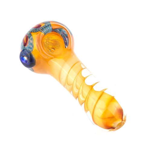 Fumed Milli Scheme Spiral Inside Out Glass Spoon Pipe Puffing Bird