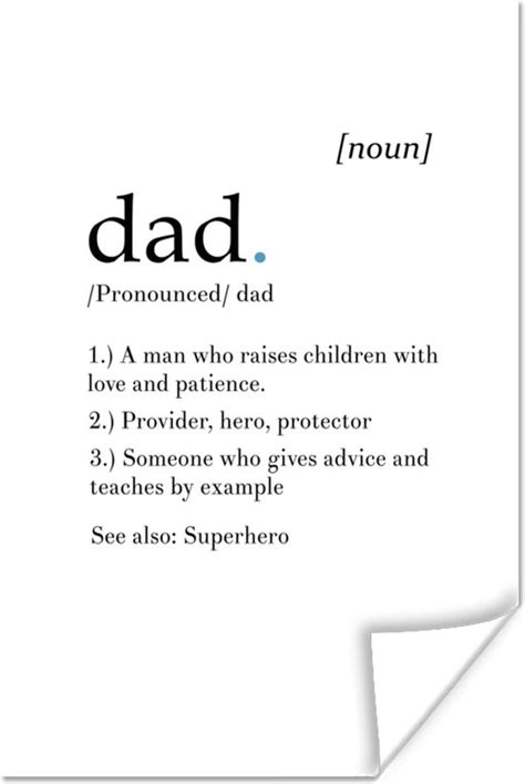 Poster Spreuken Papa Definitie Quotes Dad 60x90 Cm Vaderdag